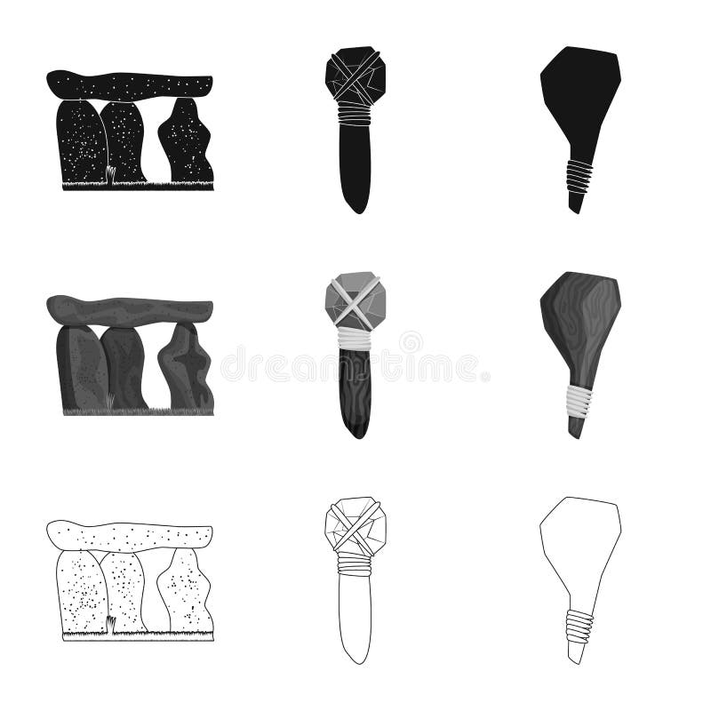 Isolated Object of Evolution and Prehistory Icon. Collection of ...