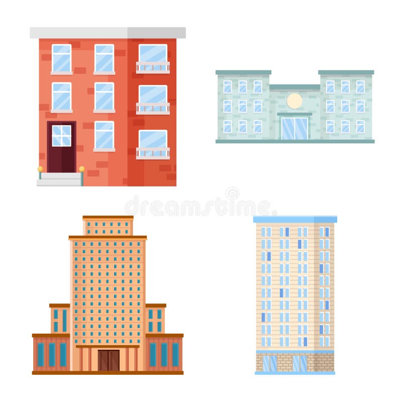 Vector Design of Facade and Building Icon. Collection of Facade and ...