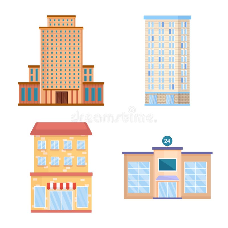 Vector Design of Facade and Building Icon. Collection of Facade and ...