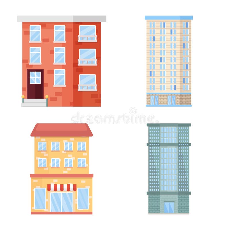 Vector Design of Facade and Building Icon. Set of Facade and Exterior ...