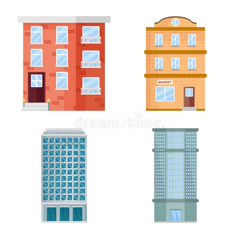 Vector Design of Facade and Building Logo. Set of Facade and Exterior ...
