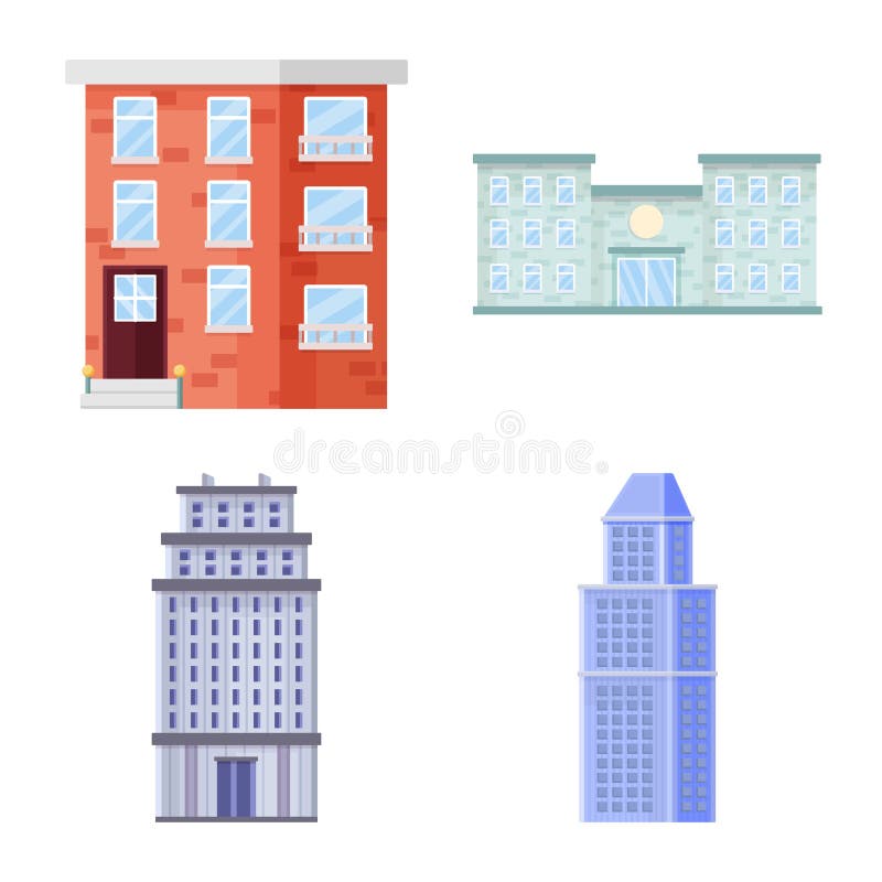 Vector Design of Facade and Building Sign. Set of Facade and Exterior ...