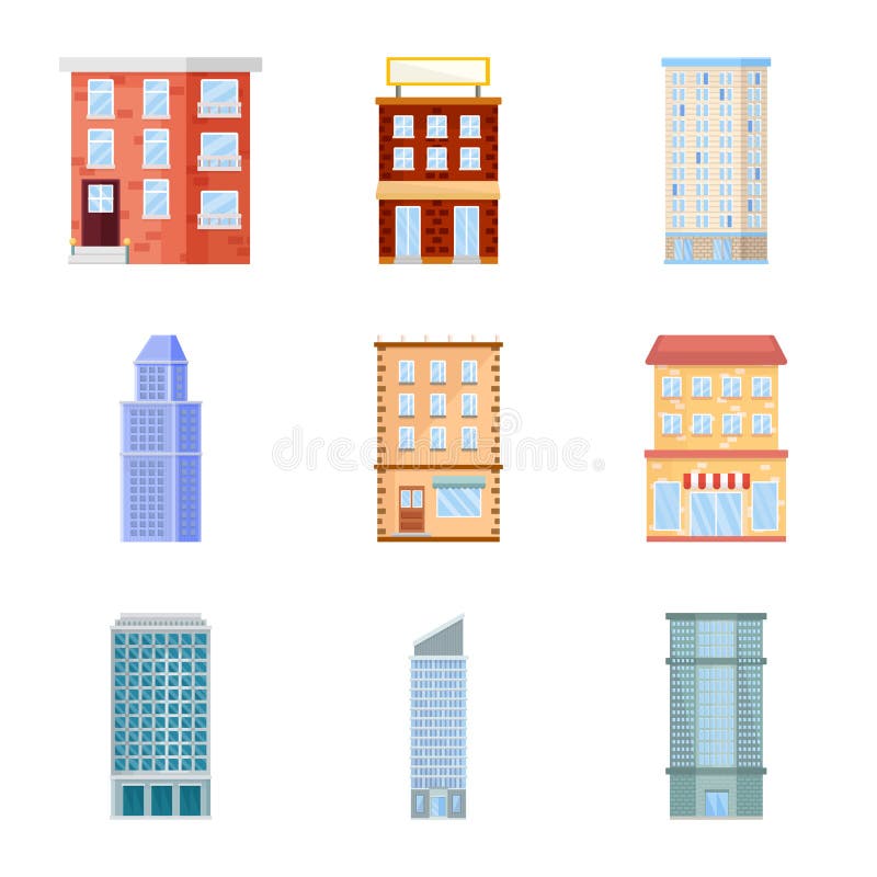 Vector Design of Facade and Building Symbol. Collection of Facade and ...