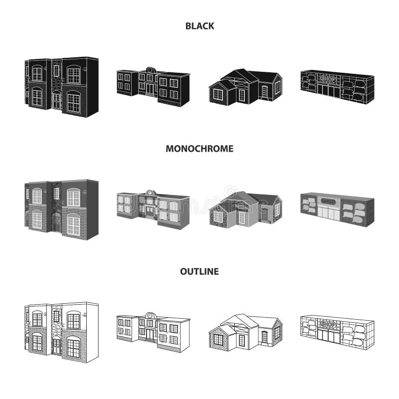 Vector Design of Facade and Housing Icon. Collection of Facade and ...