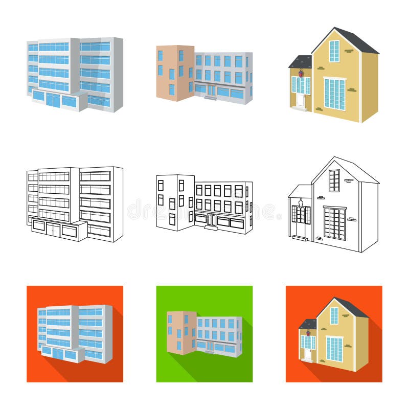 Vector Design of Facade and Housing Icon. Collection of Facade and ...