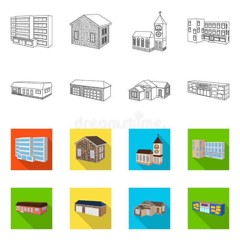 Vector Design of Facade and Housing Icon. Set of Facade and ...