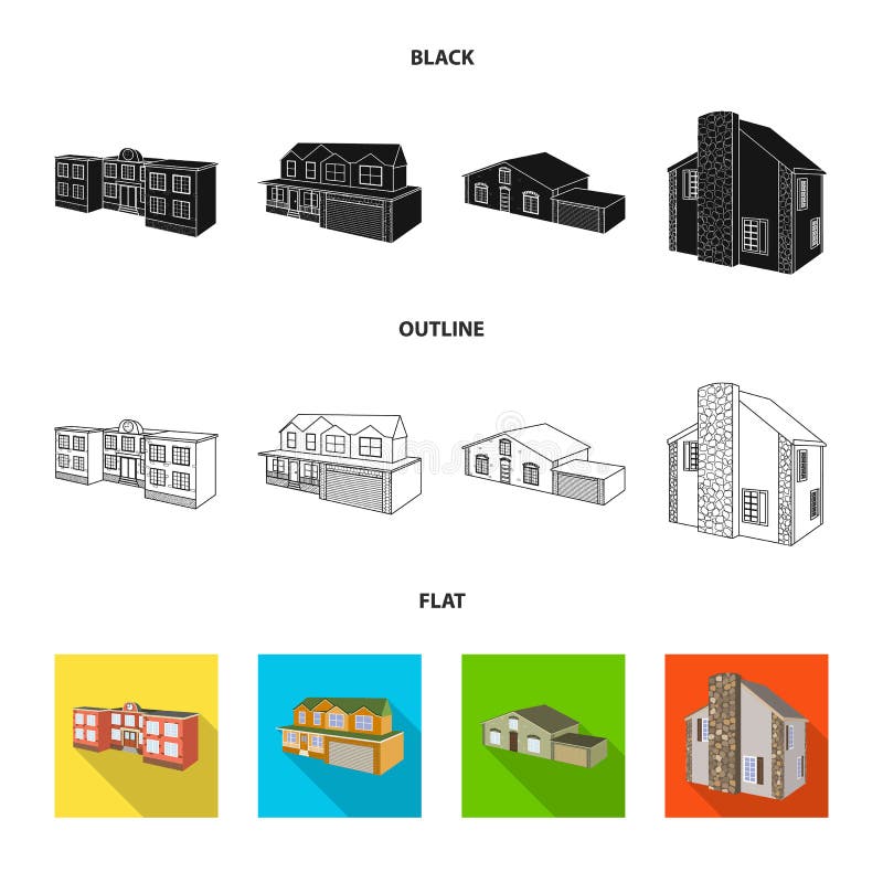 Vector Design of Facade and Housing Icon. Set of Facade and ...
