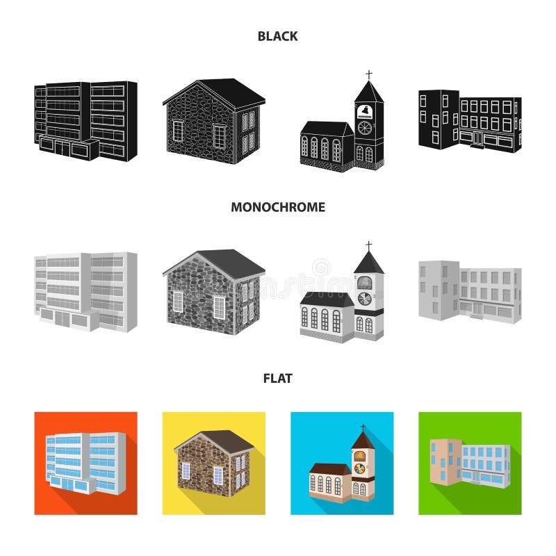 Vector Design of Facade and Housing Logo. Set of Facade and ...