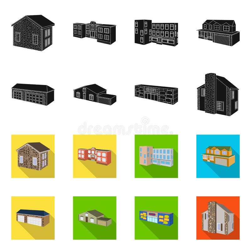 Vector Design of Facade and Housing Symbol. Collection of Facade and ...