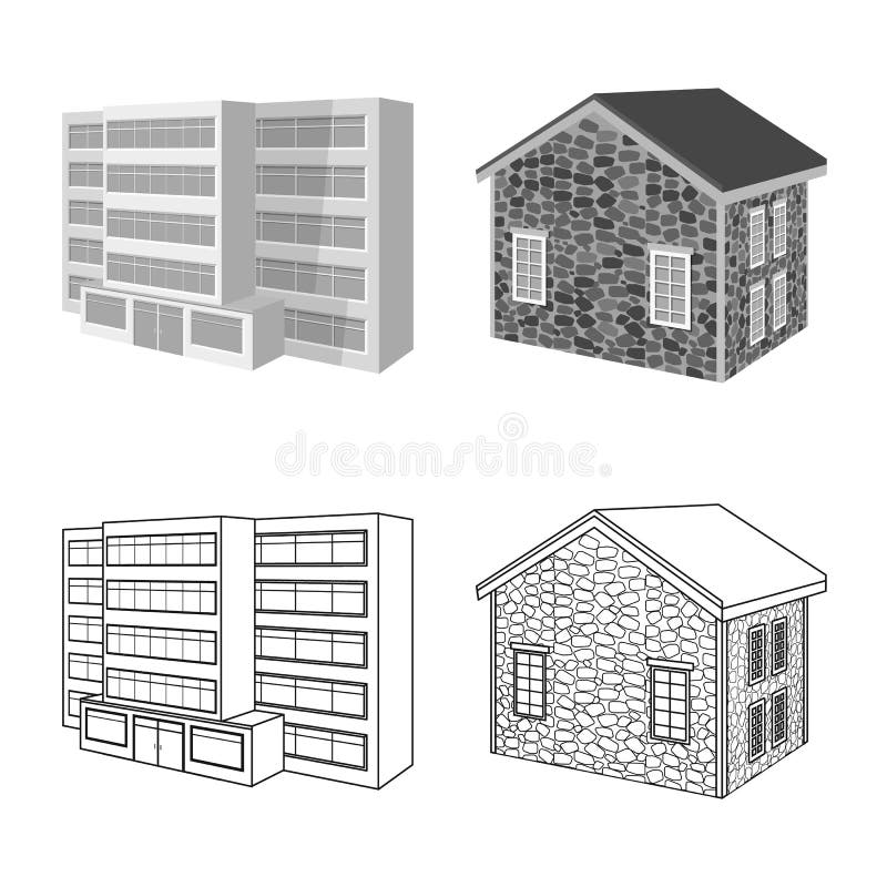 Vector Design of Facade and Housing Symbol. Set of Facade and ...