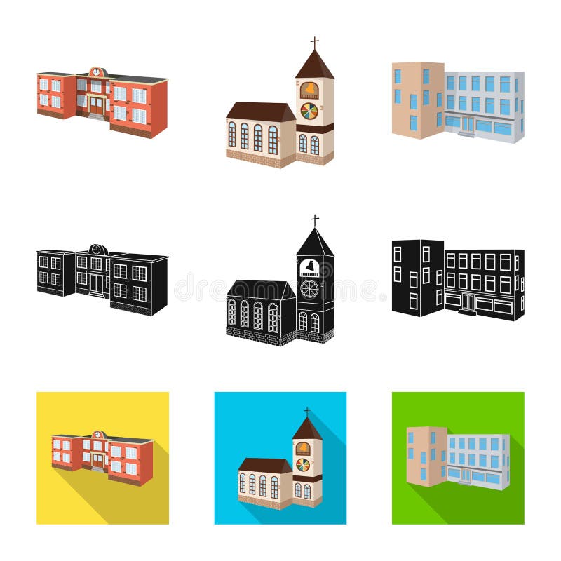 Isolated Object of Facade and Housing Icon. Collection of Facade and ...