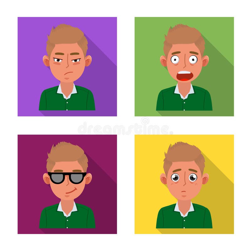 Isolated Object of Face and Boy Sign. Collection of Face and Expression ...