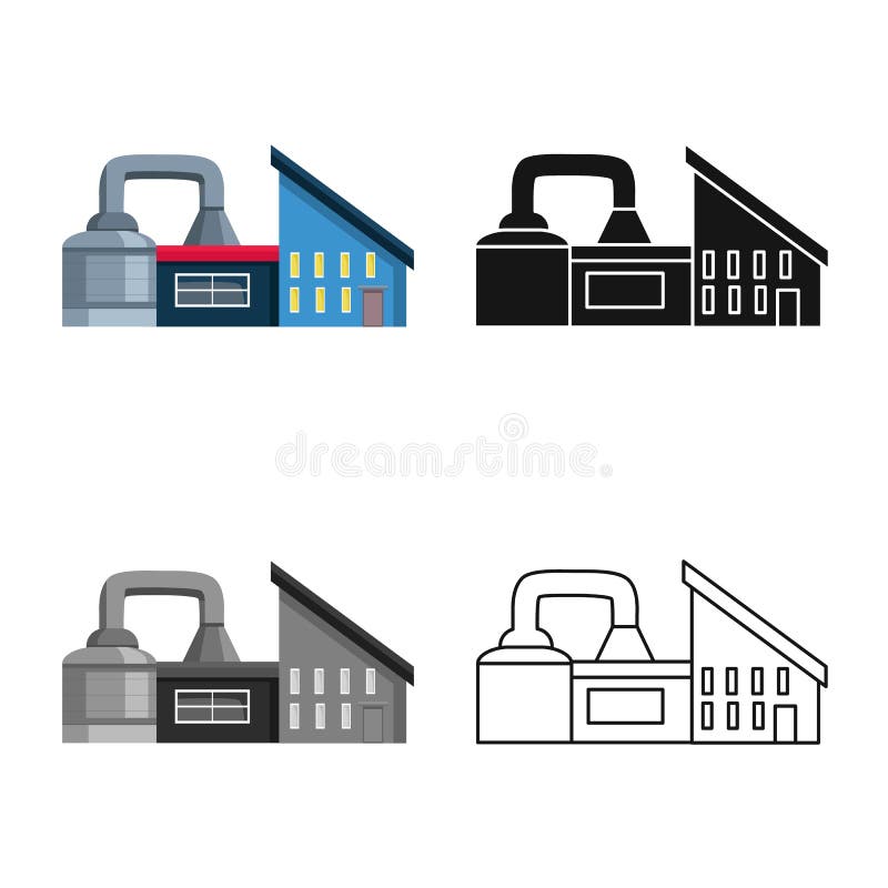 Vector Design of Factory and Architecture Icon. Collection of Factory ...