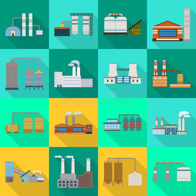 Vector Design of Factory and Industry Logo. Set of Factory and ...