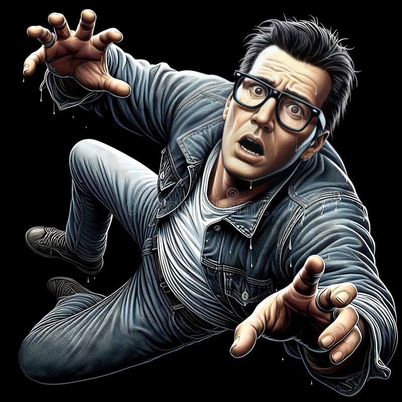 Vector Design of a Fallen Man on a Black Background Stock Illustration ...