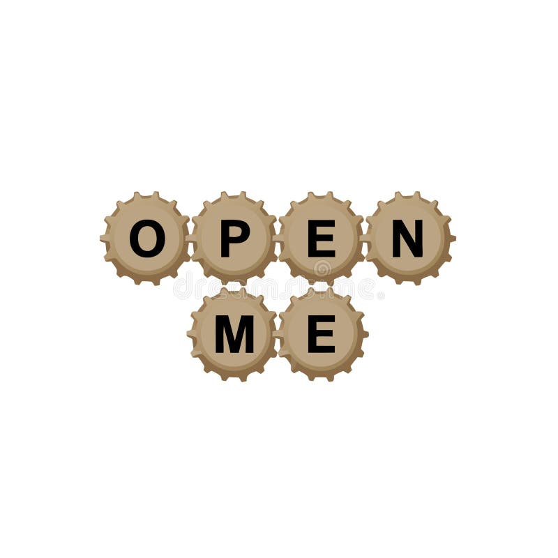 Bottle Cap Text Open Me Vector Design for Advertising and Graphic ...
