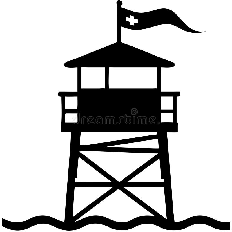 Lifeguard Tower Silhouette Vector Beach Safety Design for Posters and T ...