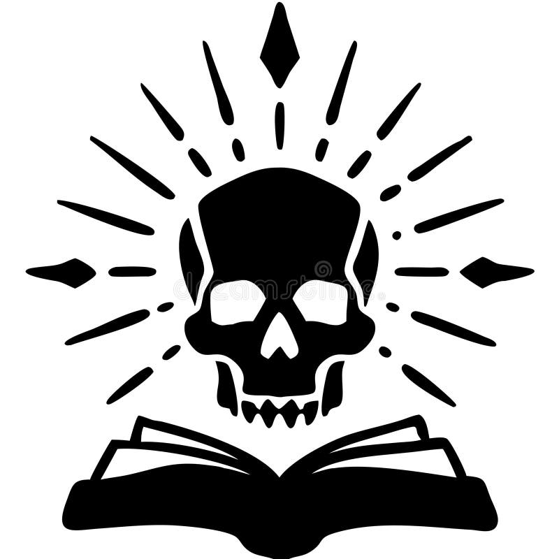 Skull and Open Book with Radiating Light Vector Design for Tattoos and ...