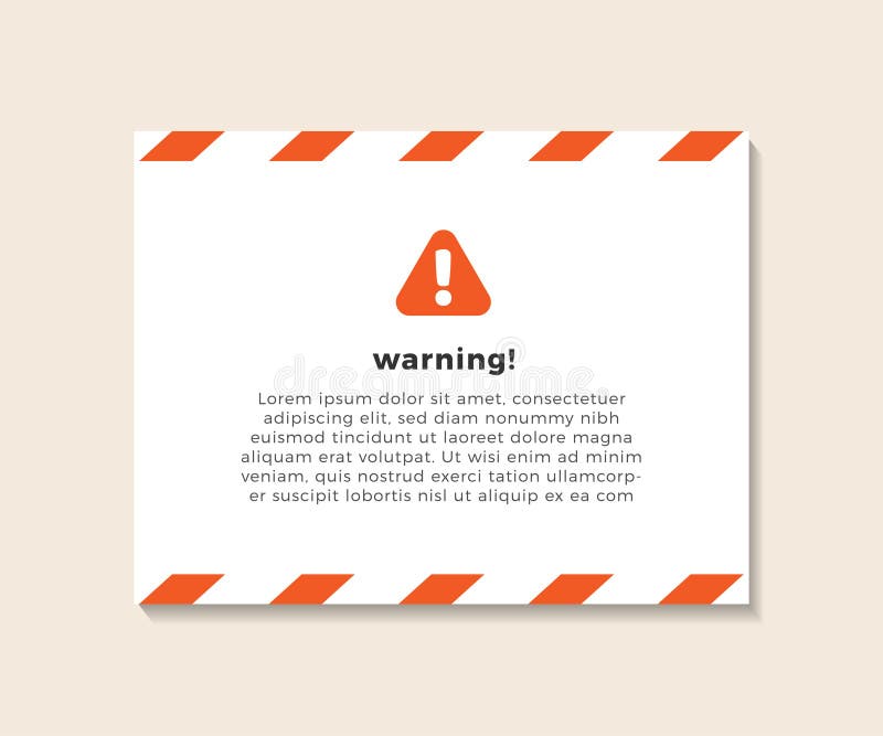 Warning Pop Up Template Notification Vector Design Stock Vector ...