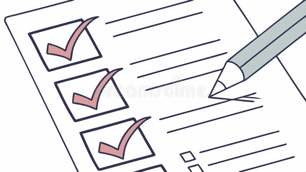 Check Marks in Boxes, Approval and Confirmation for Survey Forms Vector ...