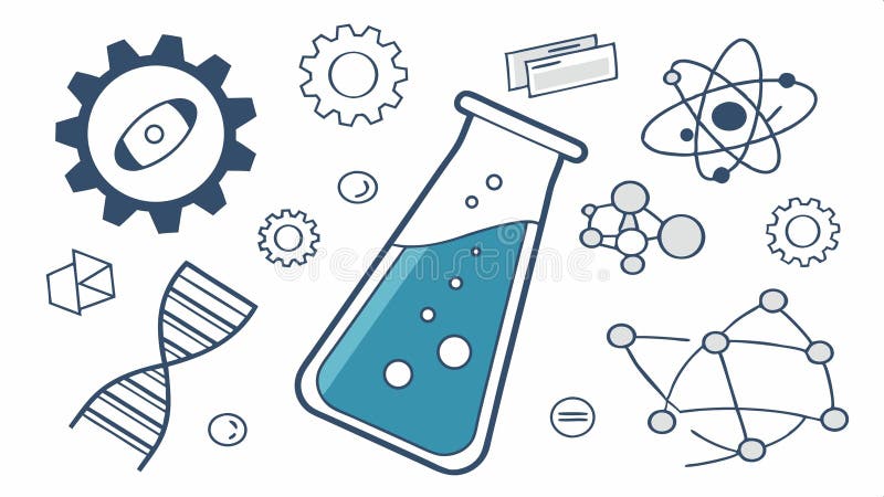 Chemistry Beaker and Molecules, Science Lab Equipment, Experiment ...