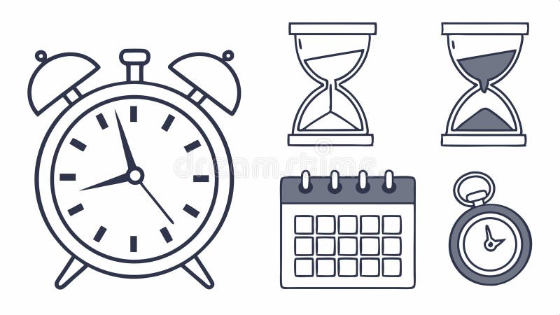 Clock and Hourglass Icons for Time and Deadline Concepts Design Vector ...
