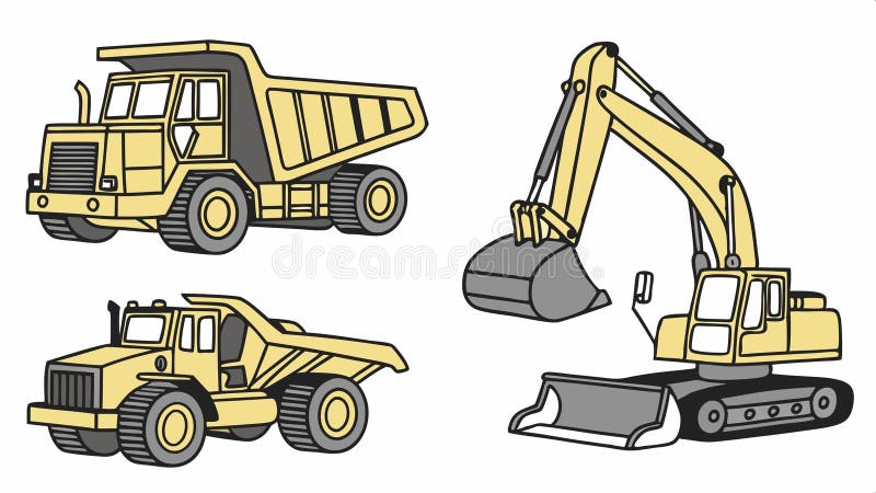 Construction Vehicles Vector Design. Dump Truck, Excavator, Heavy Machinery, Building Tools ...