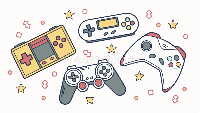 Gaming Console and Controllers Vector, Video Game Gear, Entertainment ...