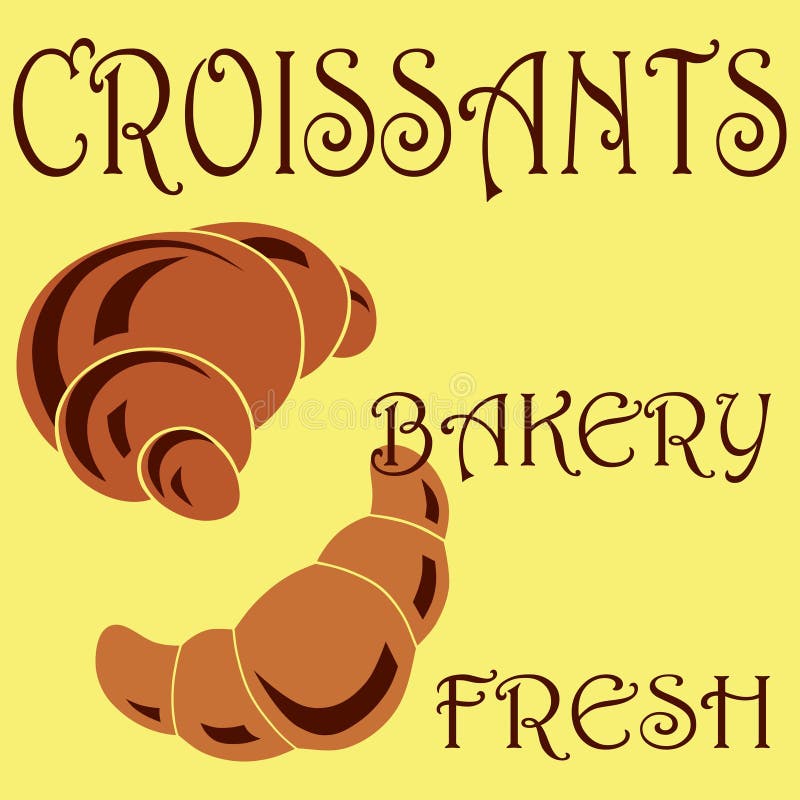 Vector Croissant Icon with Inscription, for Cafe Design, Bakery Sign ...