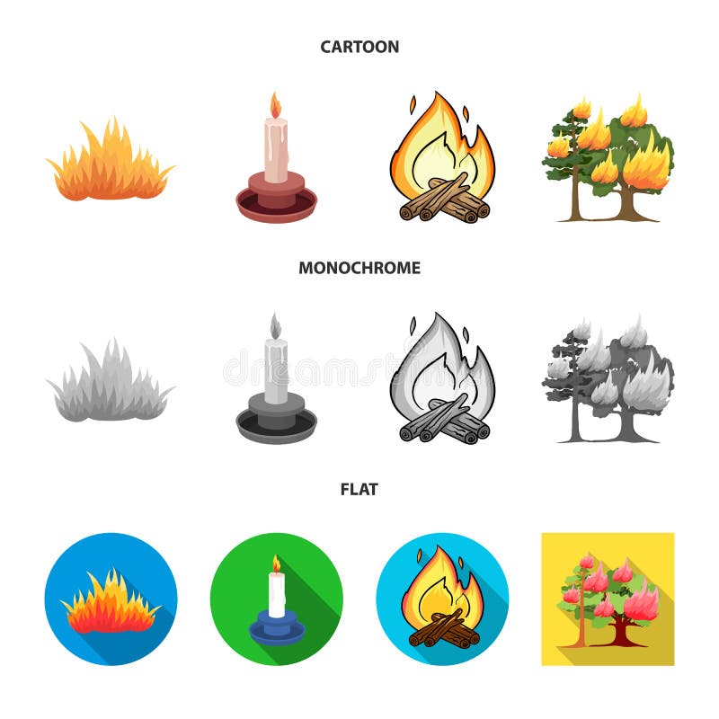 Isolated Object of Fire and Flame Sign. Collection of Fire and Fireball ...