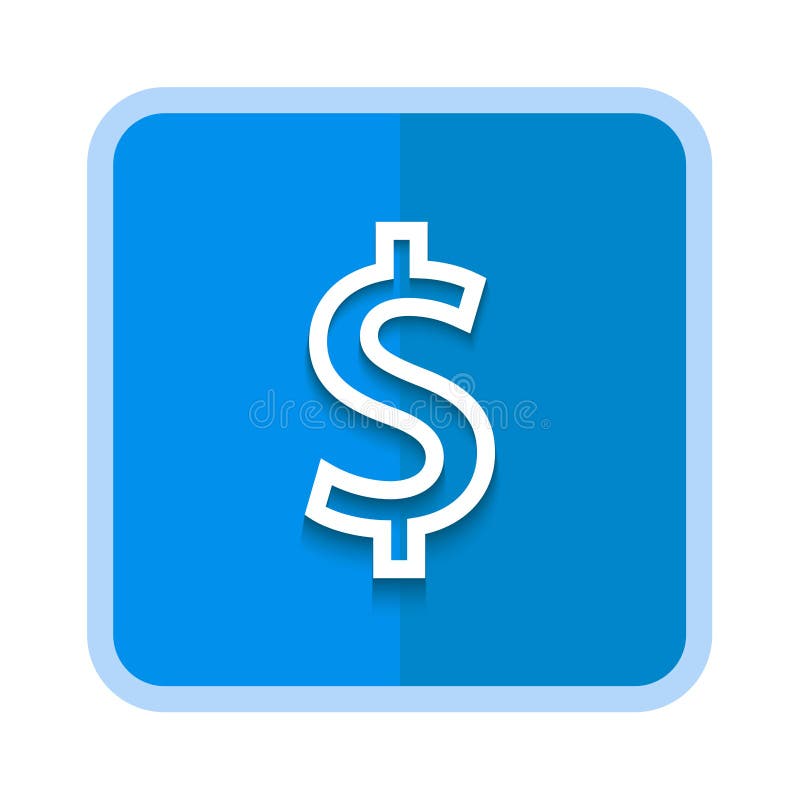 Dollar blue button stock vector. Illustration of symbol - 129703359
