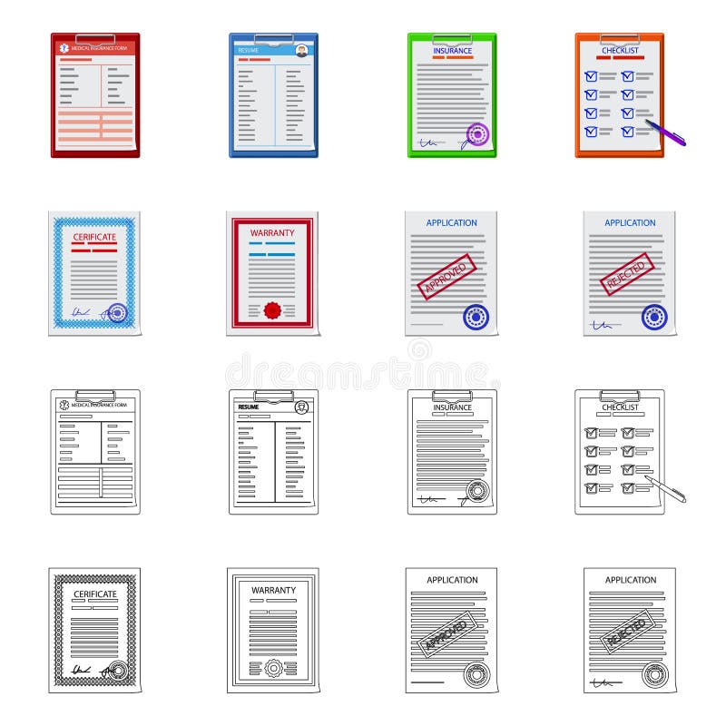 Vector Design of Form and Document Logo. Collection of Form and Mark ...