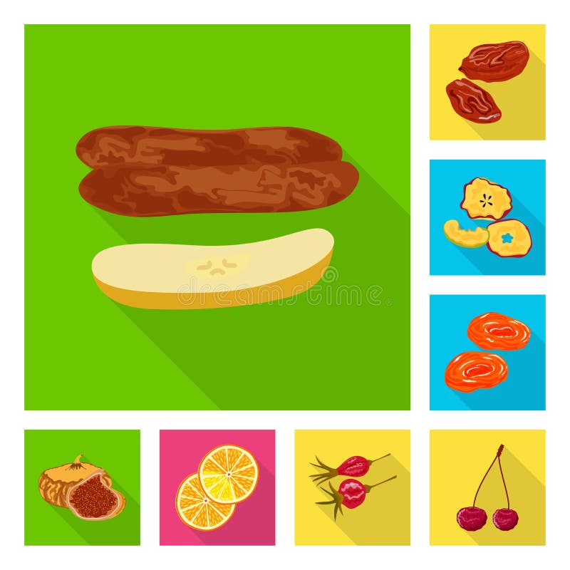 Isolated Object of Fruit and Dried Logo. Set of Fruit and Food Vector ...