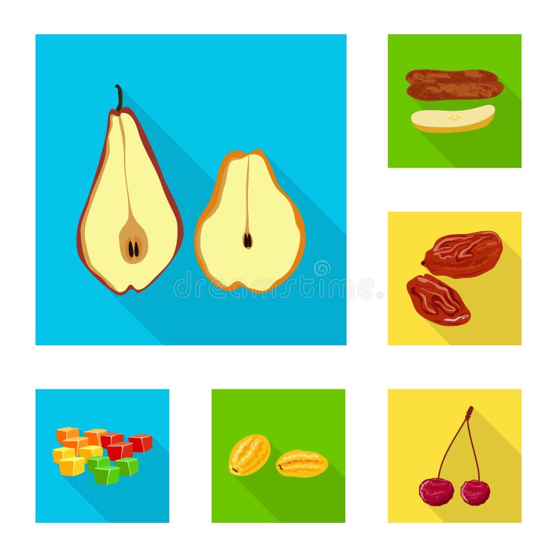 Isolated Object of Fruit and Dried Icon. Collection of Fruit and Food ...