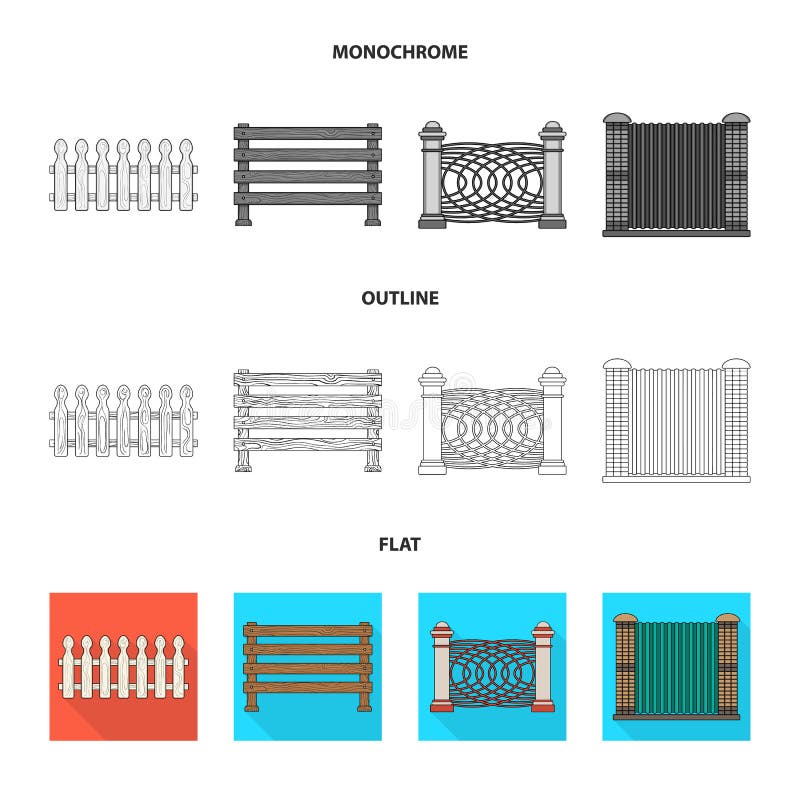 Vector Design of Gate and Fence Sign. Collection of Gate and Wall ...