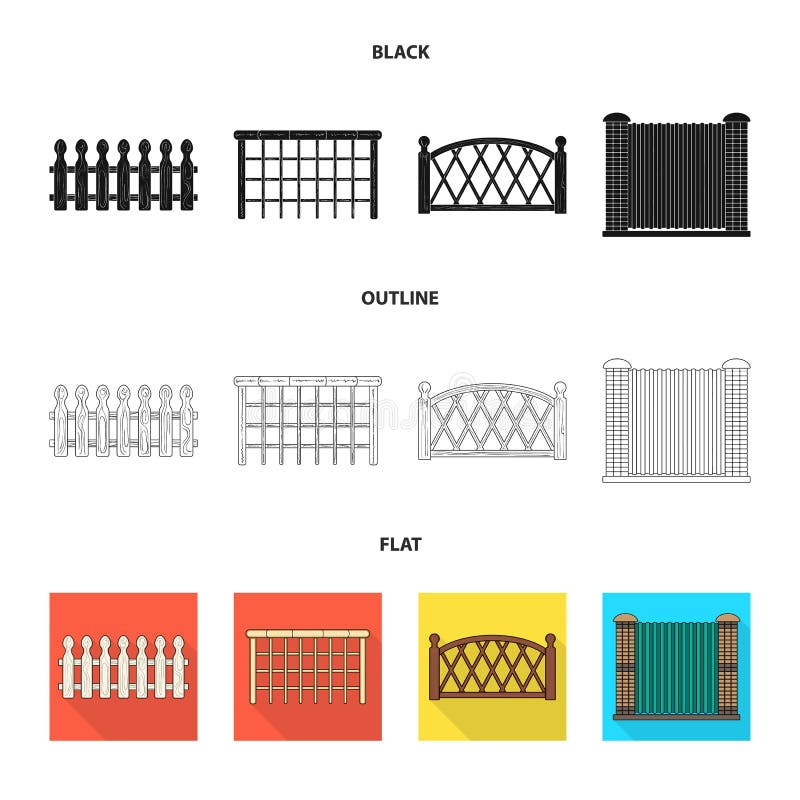 Isolated Object of Gate and Fence Icon. Collection of Gate and Wall ...