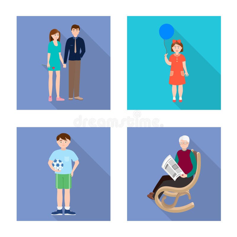 Isolated Object of Generation and Happy Icon. Set of Generation and ...