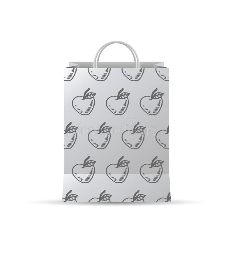Vector Design of Gift Bag with Apple Draw Pattern Stock Vector ...