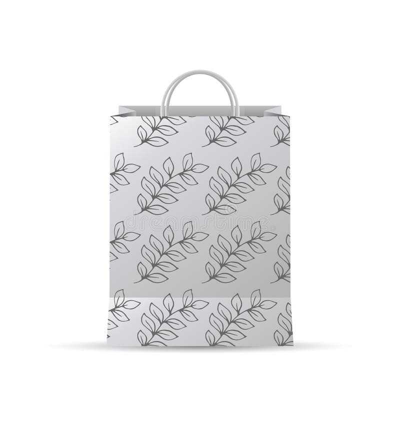 Vector Design of Gift Bag with Leaf Draw Pattern Stock Vector ...