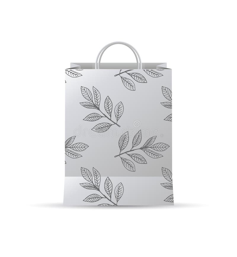 Vector Design of Gift Bag with Leaf Draw Pattern Stock Vector ...