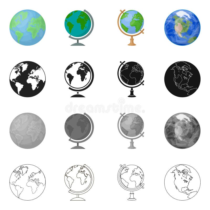 Isolated Object of Globe and World Icon. Set of Globe and Earth Stock ...