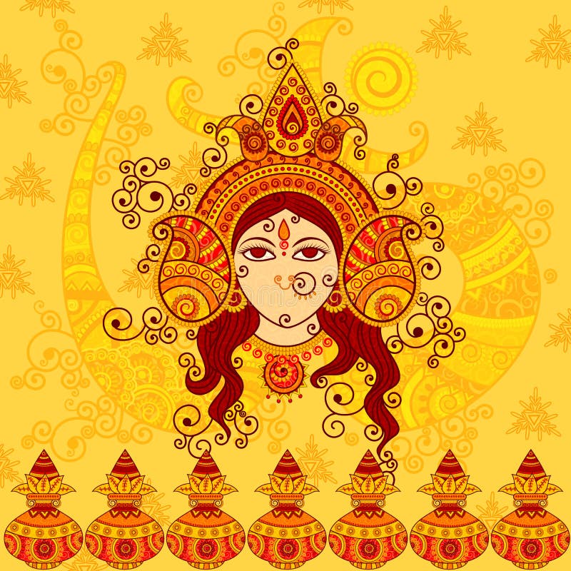 Goddess Durga Bengali Style Stock Illustrations – 50 Goddess Durga ...