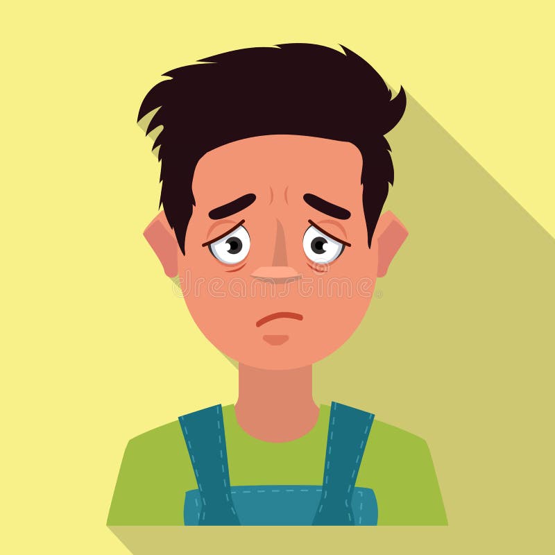 Vector Design of Guy and Sad Icon. Collection of Guy and Expressing ...