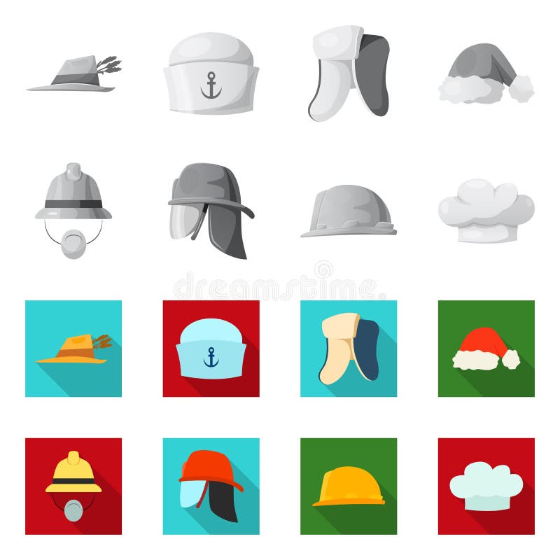 Isolated Object of Headgear and Cap Icon. Set of Headgear and Accessory ...