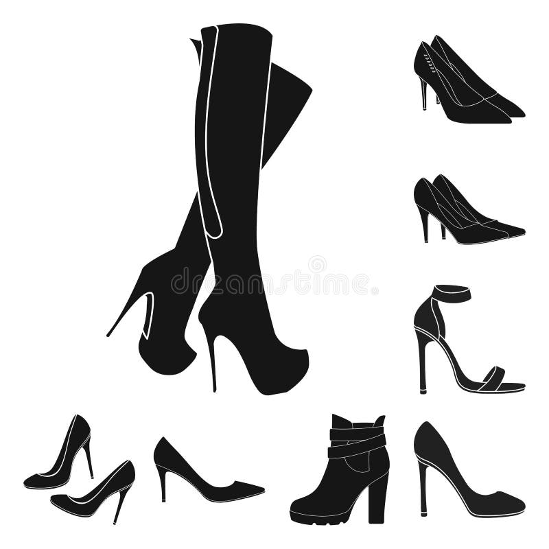 Isolated Object of Heel and High Logo. Set of Heel and Stiletto Vector ...