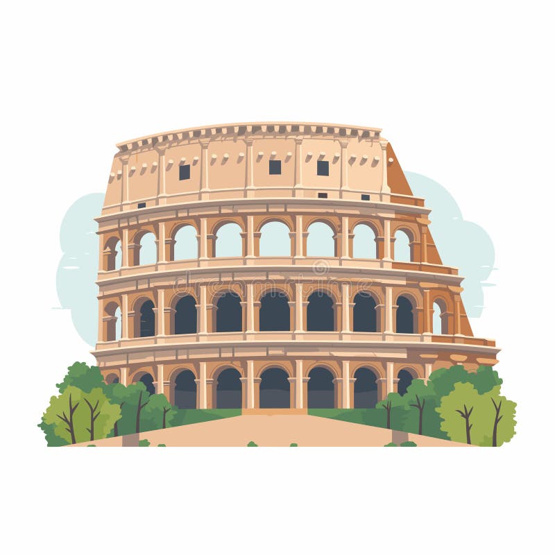Vector Design of the Historical Colosseum in Rome Showcasing Its Iconic ...