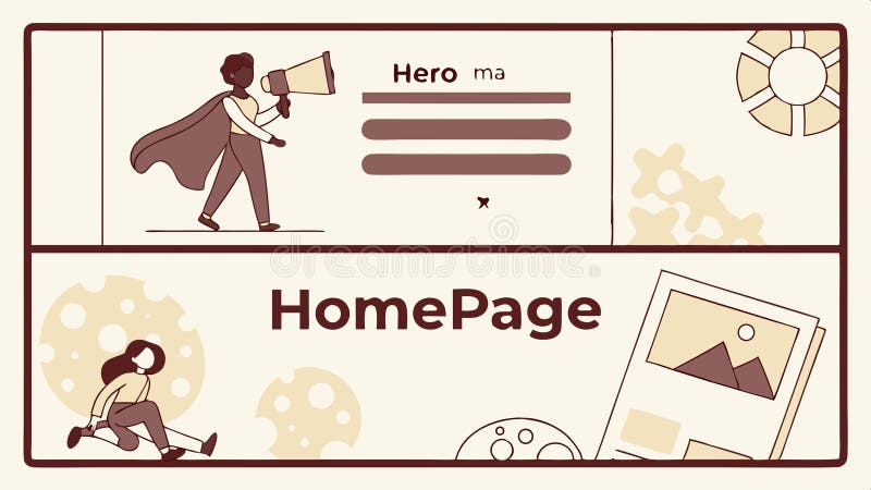 Homepage Website Layout, Web Design Template and UI Vector Design ...