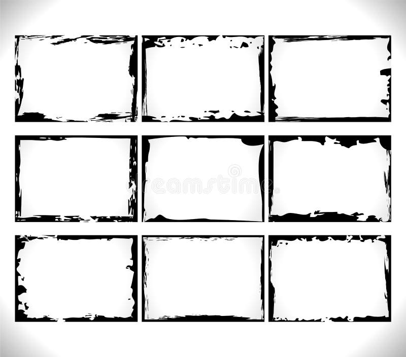 Vector Design Horizontal Black Blank Grunge Frame Set Stock Vector ...