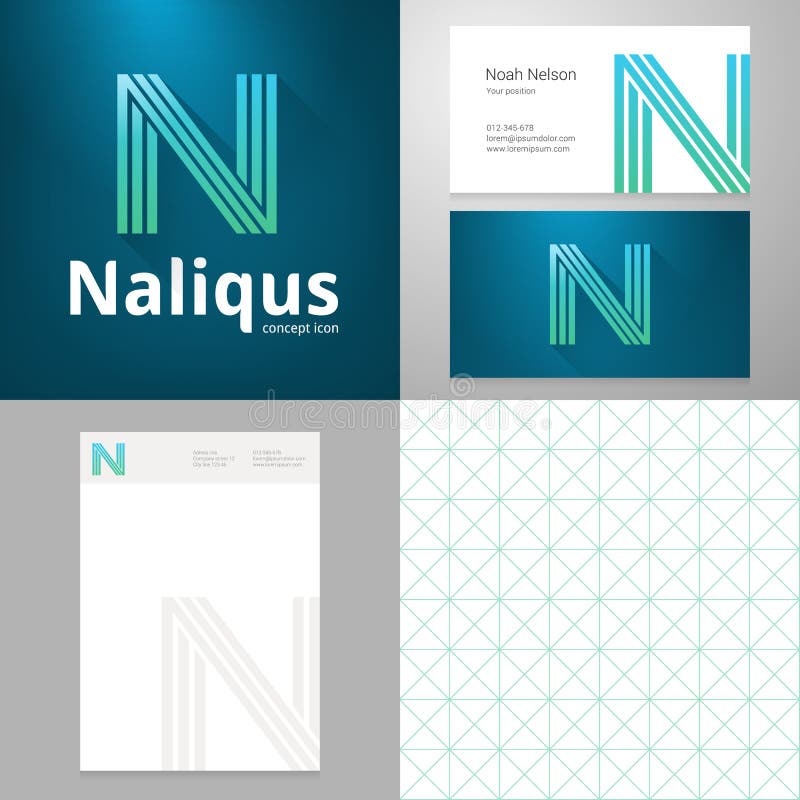 Vector Design Icon N Element with Business Card and Paper Template ...