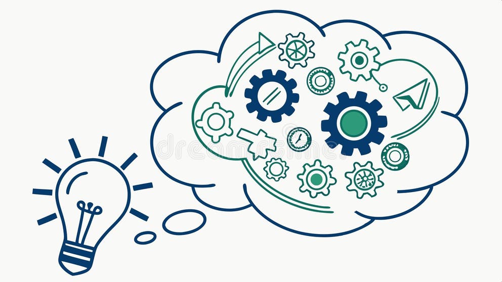 Idea Cloud with Gears Vector, Innovation Concept, Thinking Process ...